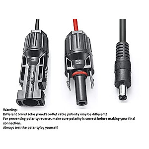 Solar Panel Connectors Compatible with MC-4 Solar Connectors to DC Extension Cable 16AWG with DC 5.5mmx2.1mm, DC3.5x1.35mm,DC5.5x2.5mm and DC8mm Adapter for Portable Power Station Solar Generators
