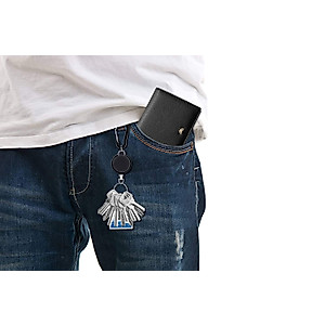 Selizo 5 Pcs Retractable Keychain Retractable Badge Holder Reel Clip ID Badge Holder with Steel Wire Rope, Black