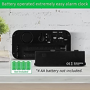 KWANWA Alarm Clock, Wall Clock, Battery Operated, Adjustable 3-Level Led Brightness, Dim Night Model, 12/24Hr, Cordless, Constantly 1.2'' Red Digits Display, Small Clock for Bedroom