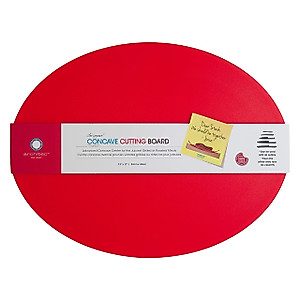 Architec Concave Carving and Cutting Board Gripper Collection with Non-Slip Feet, 13 x 17 - inches, Red