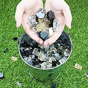 Grisun Fire Glass for Fire Pit, 1/2 Inch Mix 20 Pounds High Luster Reflective Tempered Glass Rocks for Natural or Propane Fireplace, Safe for Outdoors and Indoors Firepit Glass