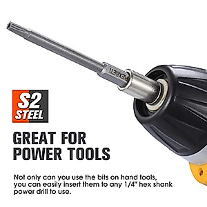 REXBETI 12 Piece Torx Head Screwdriver Bit Set, 1/4 Inch Hex Shank S2 Steel Magnetic 3 Inch Long Drill Bits, T5-T40 (Torx Head)