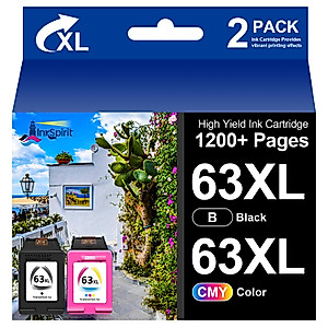 InkSpirit Remanufactured Ink Cartridge Replacement for HP 63XL 63 XL Combo Pack for OfficeJet 5200 5212 5255 3830 4652 4655 5258 4650 DeskJet 3630 2130 1112 Envy 4520 4512 Printers ( 1 Black 1 Color)