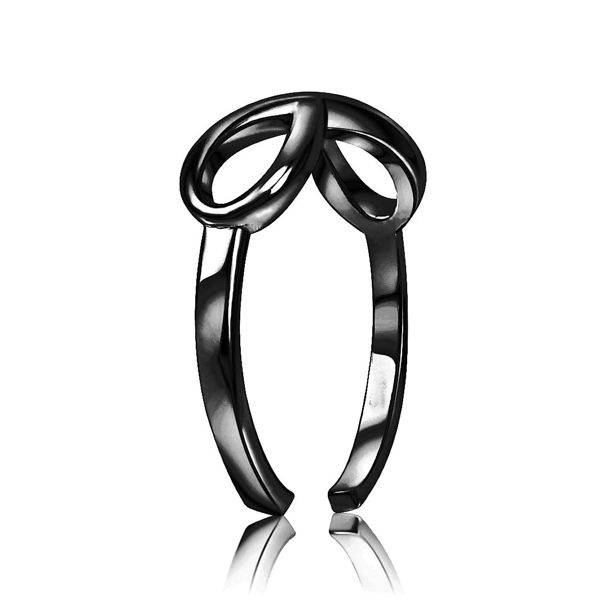 Black Flashed Sterling Silver Figure 8 Infinity Toe Ring