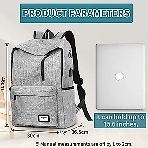 AOPUN Laptop Backpack Travel Business Waterproof Backpack with USB Charging Port, Suitable for Travel, Camping, Business (Grey)