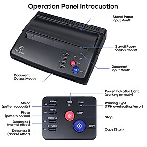 LifeBasis Tattoo Transfer Stencil Printer Tattoo Thermal Copier Thermal Tattooing Printer Machine with 30PCS Stencil Transfer Paper for Tattoo Artists & Beginners, Black