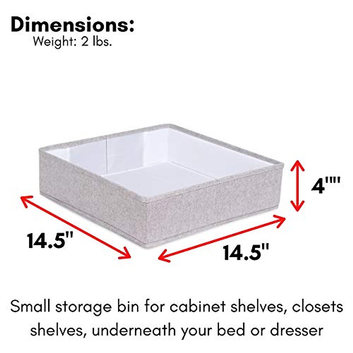 Internet's Best Small Collapsible Under the Bed Storage Bin - Small Square - 14.5 x 14.5 - Short Closet Shelf Open Storage - Rigid Frame Canvas Container
