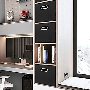 NieEnjoy Black Fabric Storage Bins Cubes ,Foldable Storage Cubes Bins Organizer Baskets with Dual Handles for Home Container Set of 2,(Black)