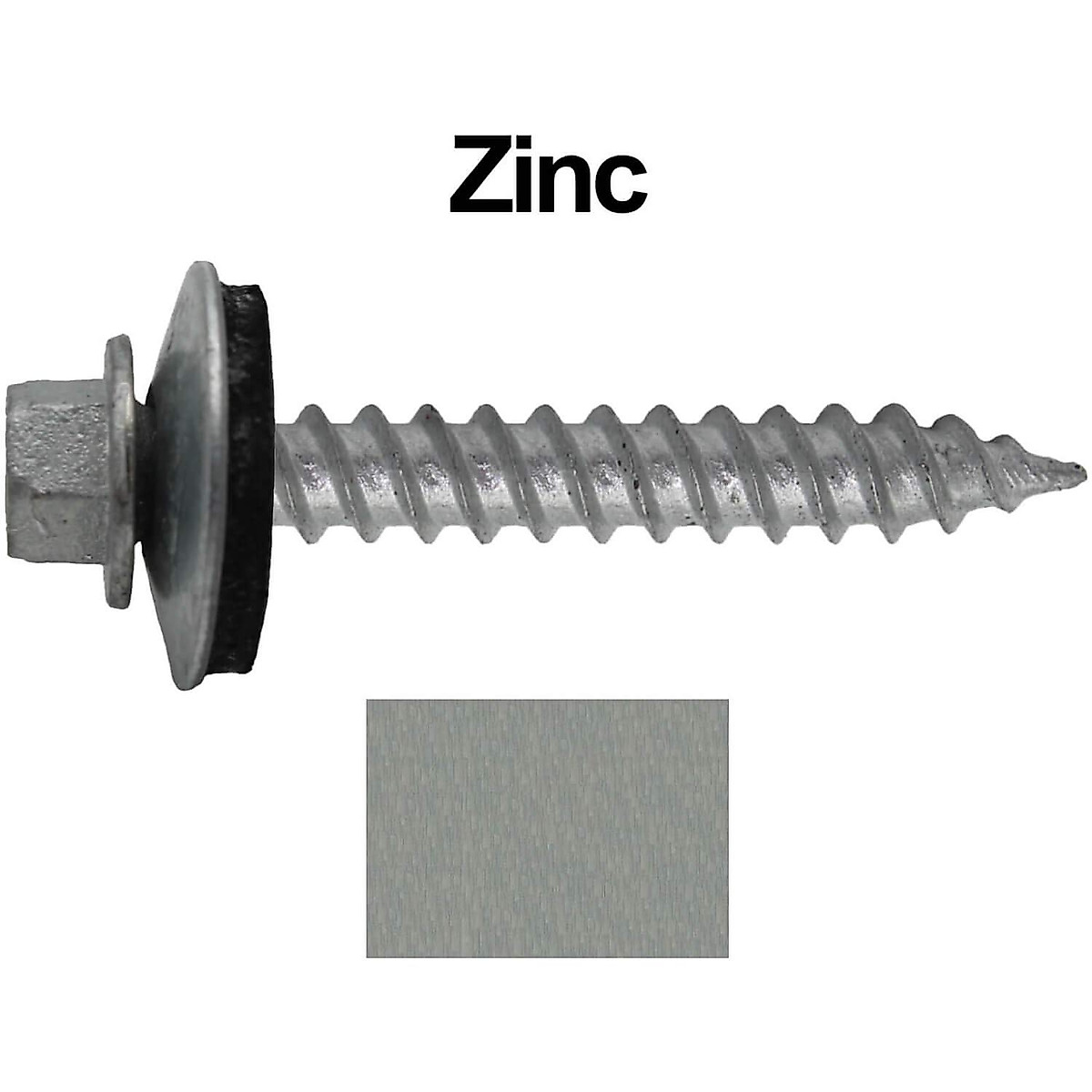 Metal Roofing Screw: (250) 12 x 1-1/2" ZINC Hex ReGrip Sheet Metal Roof Screw. Sharp Point metal to wood siding screws. 5/8" EPDM washer.