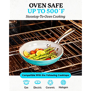 GOTHAM STEEL 12 Inch Frying Pan Skillet, 12 Inch Nonstick Frying Pan Skillet with Ceramic Coating, Non Stick Skillet, Large Skillet with Stay Cool Handle, Healthy, Oven & Dishwasher Safe-Ocean Blue