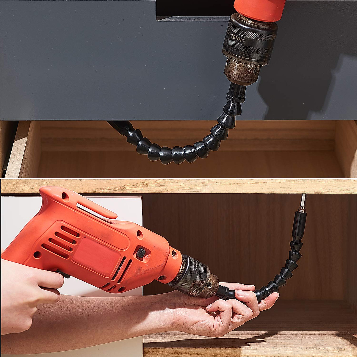 3 Pcs Flexible Drill Bit Extension, Universal Soft Shaft, Magnetic Hex Screwdriver Extension for Hand Drill Multi, Adaptor Size Hexagon 1/4", Black