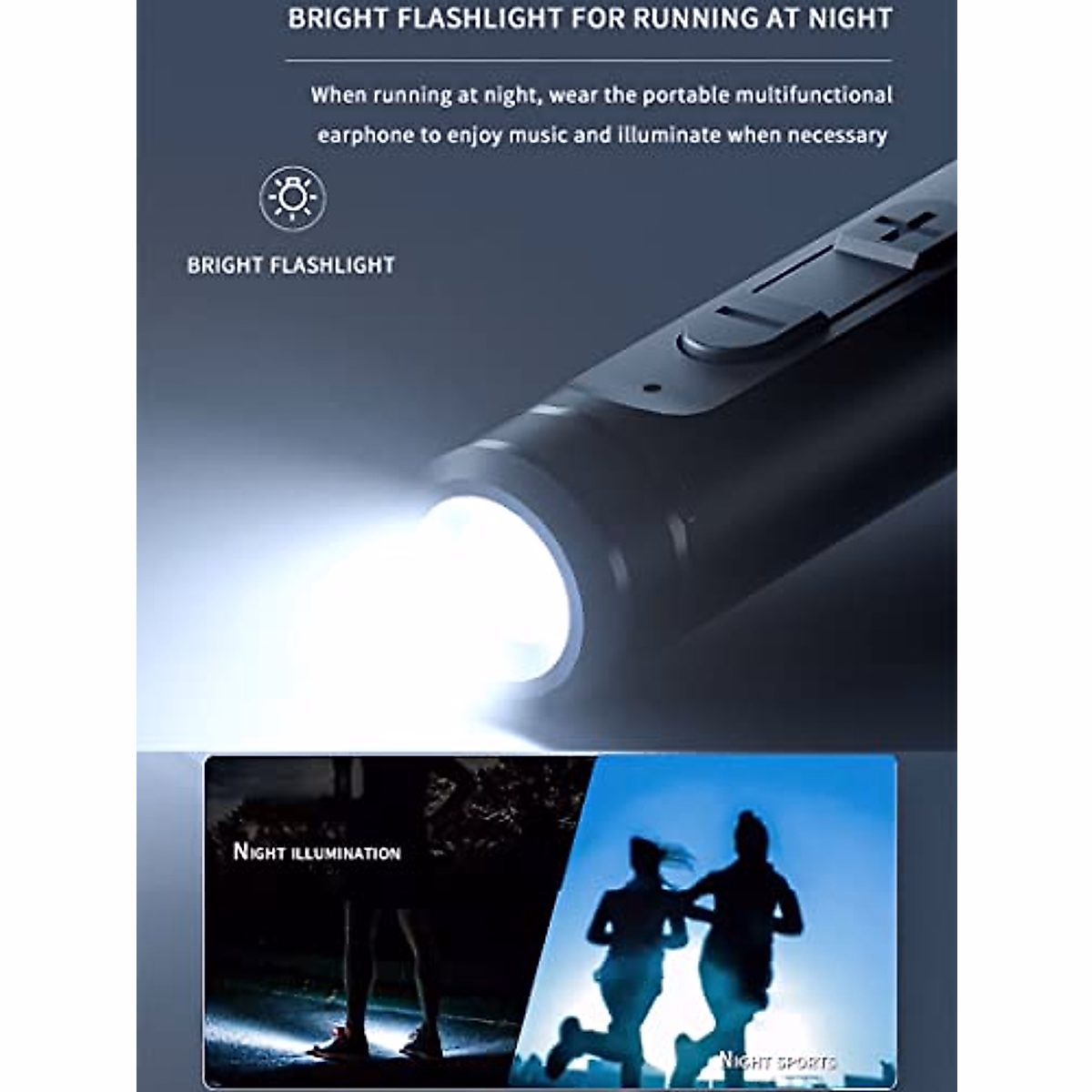 Neckband Bluetooth Headphones Wireless Earbuds with Microphone Flashlight Around the Neck Waterproof Sport Headset Noise Cancelling Ear Buds 120H Playtime for Running Cycling Cell Phone Android iOS