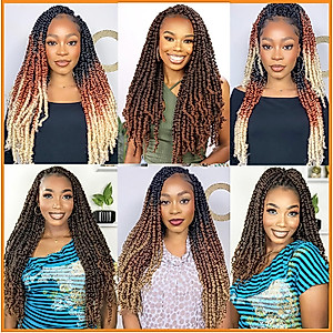 Karida Passion Twist Hair 24 inch, 7 Packs Passion Twist Crochet Hair Pre Looped, Pre Twisted Passion Twist Curly Crochet Hair For Black Women (24 Inch (Pack of 7), T30#)