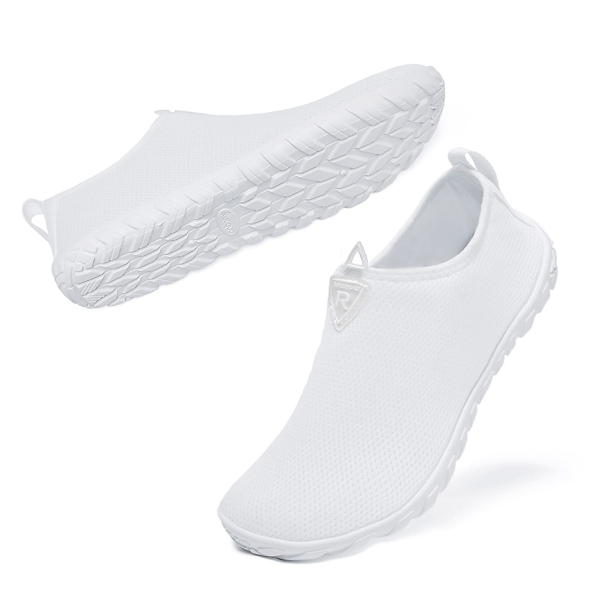 Racqua Men&Women Breathable Water Shoes Aqua Socks for Hiking Diving Surf Diving Sport Quick-Dry Pool Beach Swim Shoes White 8W/7M