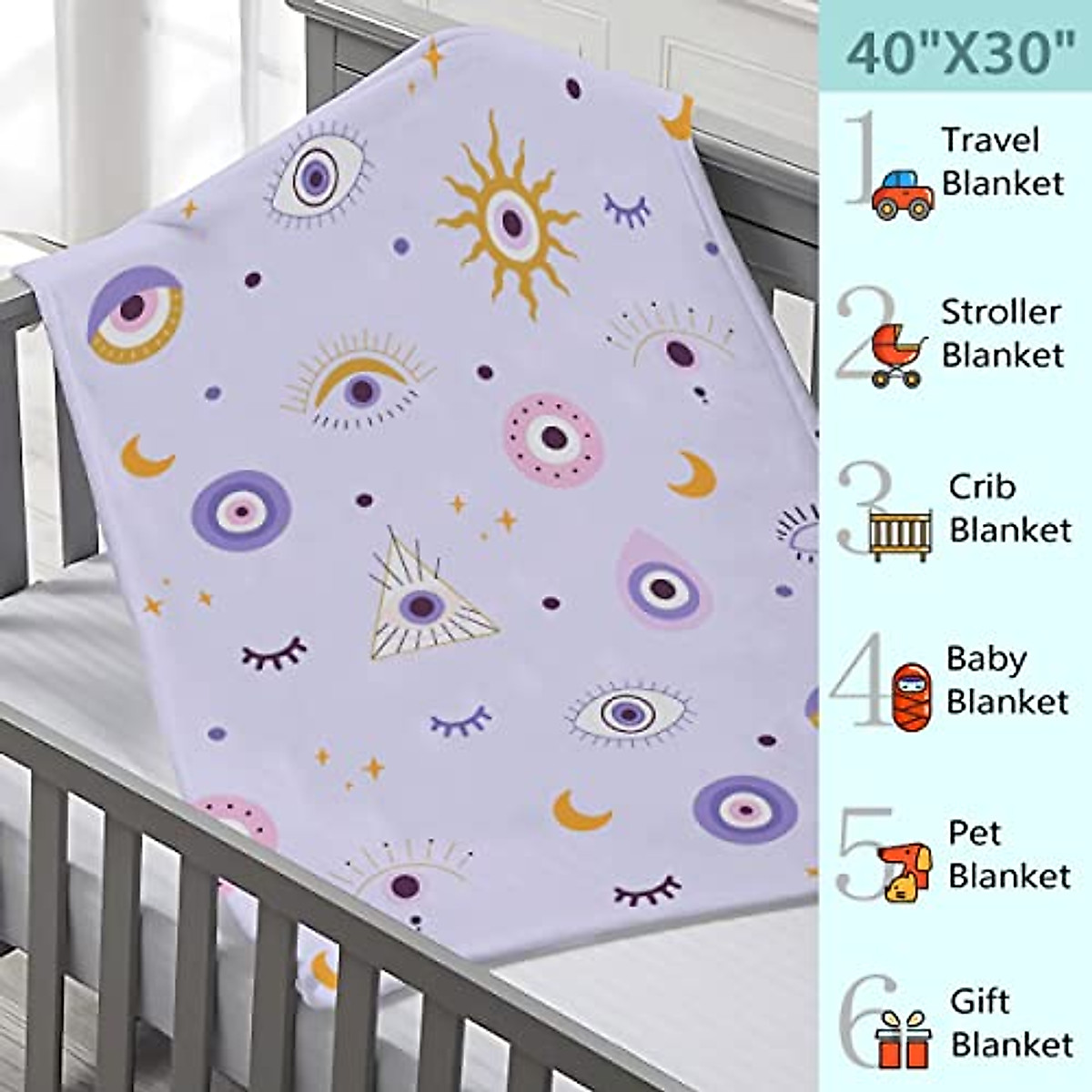 Evil Eye Pattern Throw Blanket Super Soft Fuzzy Plush Fluffy Blanket for Gifts,Bedding Quilt Home Decor for Couch Sofa Bed All Season,30"x40" for Pets