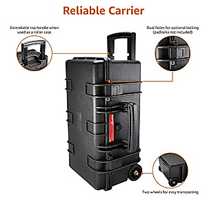 Amazon Basics Large Hard Rolling Camera Case, Solid, Black, 22"L x 14"W x 9.8"H