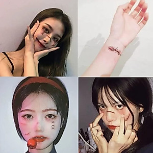 10 Sheets 3D Body Face Scar Realistic Fake Bloody Wound Scab Waterproof Temporary Tattoos Sticker for Halloween Masquerade Party Supplies