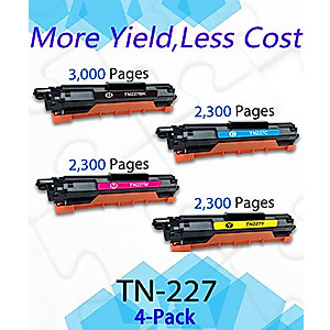 EASYPRINT (BK/C/M/Y) Compatible TN227 Toner Cartridge Replacement for TN-227BK TN-227C TN-227M TN-227Y for Brother HL-L3230CDW L3210CW L3270CDW L3290CDW MFC-L3710CW L3750CDW Printer (4 Pack)