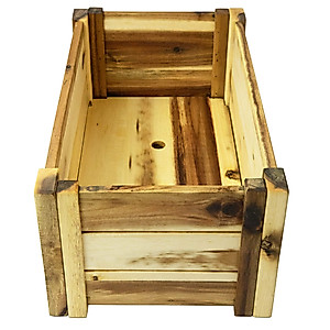 Thirteen Chefs Villa Acacia Wooden Planter Box - 17 Inch Rectangular Wood Planter for Garden, Patio, Window, Home Decor - Acacia Wood Plant Stand for Indoor or Outdoor Gardening