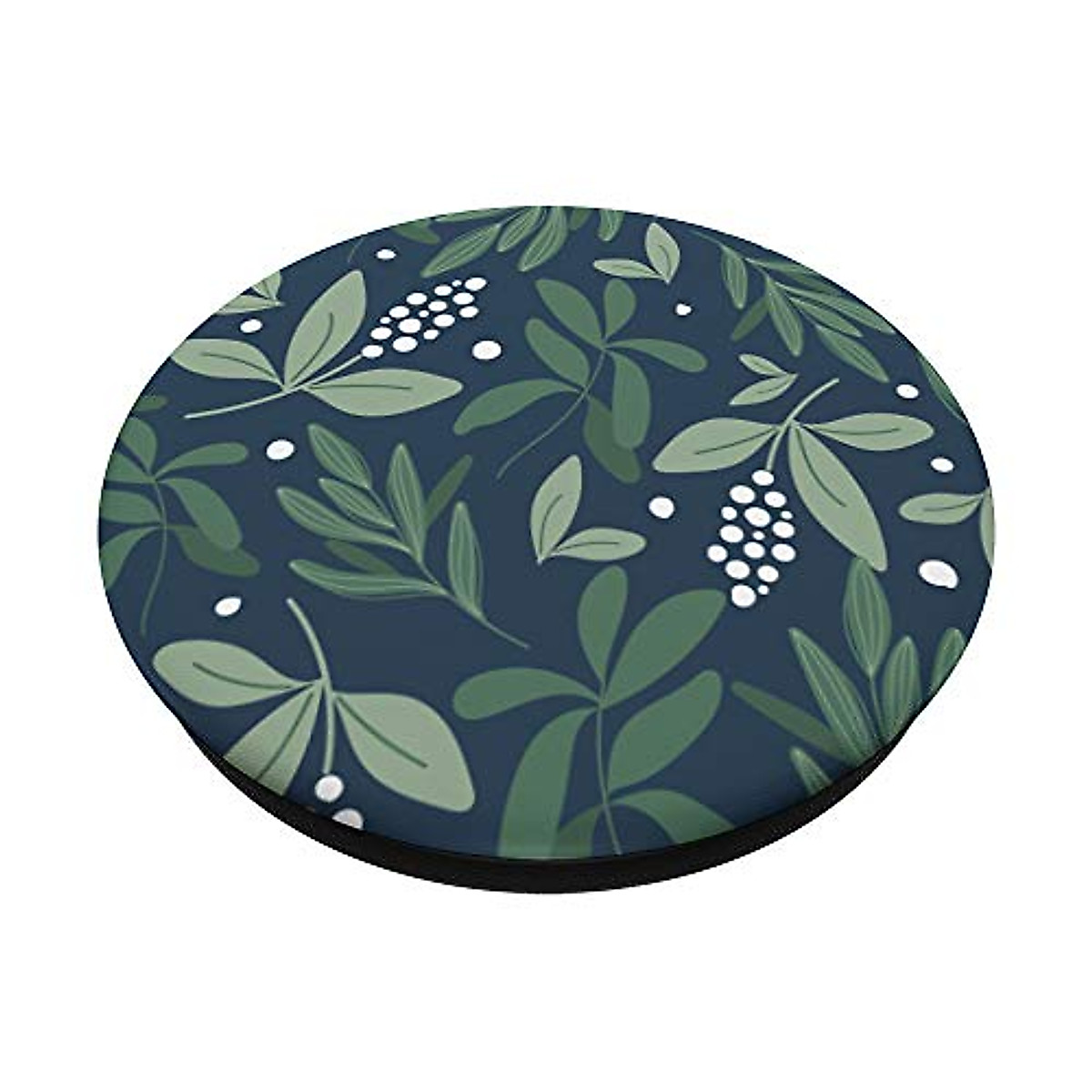Green Botanical Foliage & White Berry Floral Bud Pattern PopSockets PopGrip: Swappable Grip for Phones & Tablets