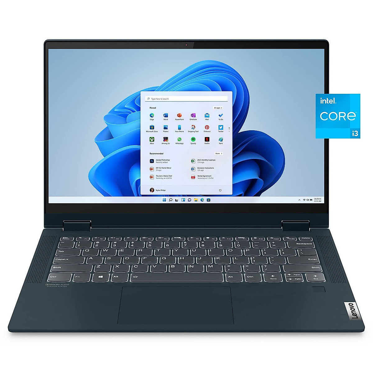 Lenovo IdeaPad Flex 5i 14" FHD 2-in-1 Touchscreen Laptop, Intel Core i3-1115G4(up to 4.1GHz), 4GB RAM 128GB PCIe SSD, Abyss Blue, Windows 11 in S Mode