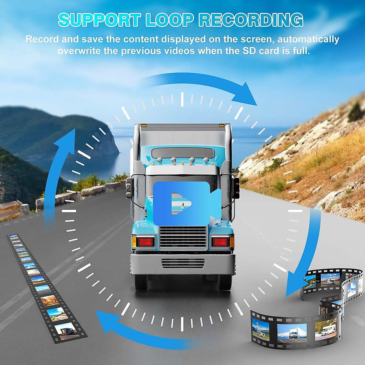 Fookoo HD 10" Wireless Backup Camera System, 1080P 10-inch Quad Split Monitor w/Recording, Waterproof Side & Rear View Cameras, 4 Channel, Digital Signal, Parking Lines for RV/Truck/Trailer (DW104)