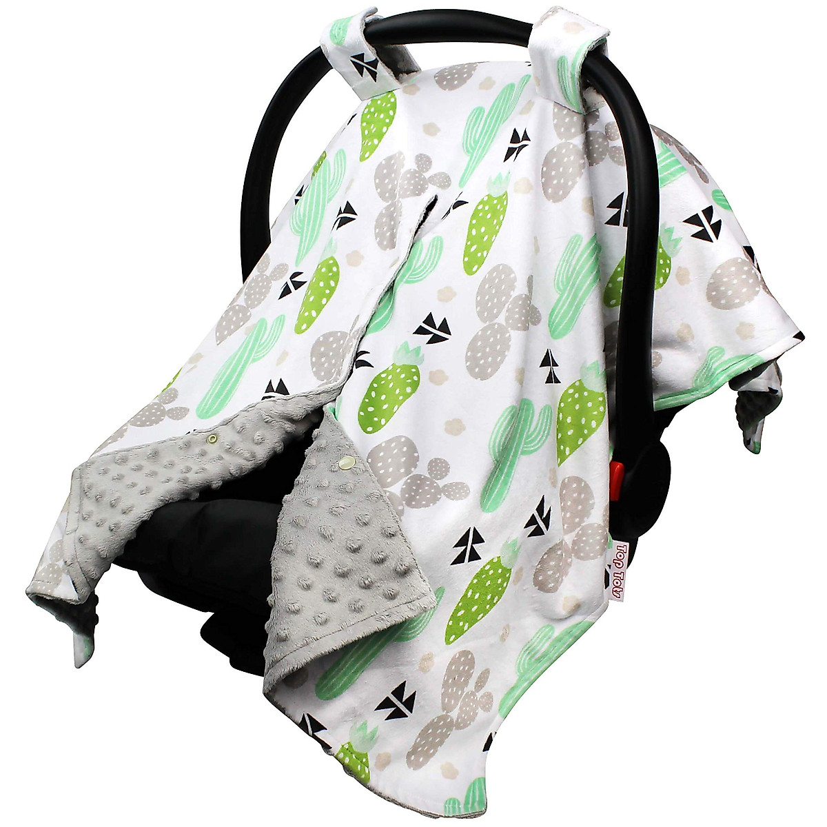 Car Seat Canopy Cover - Green Grey Cactus