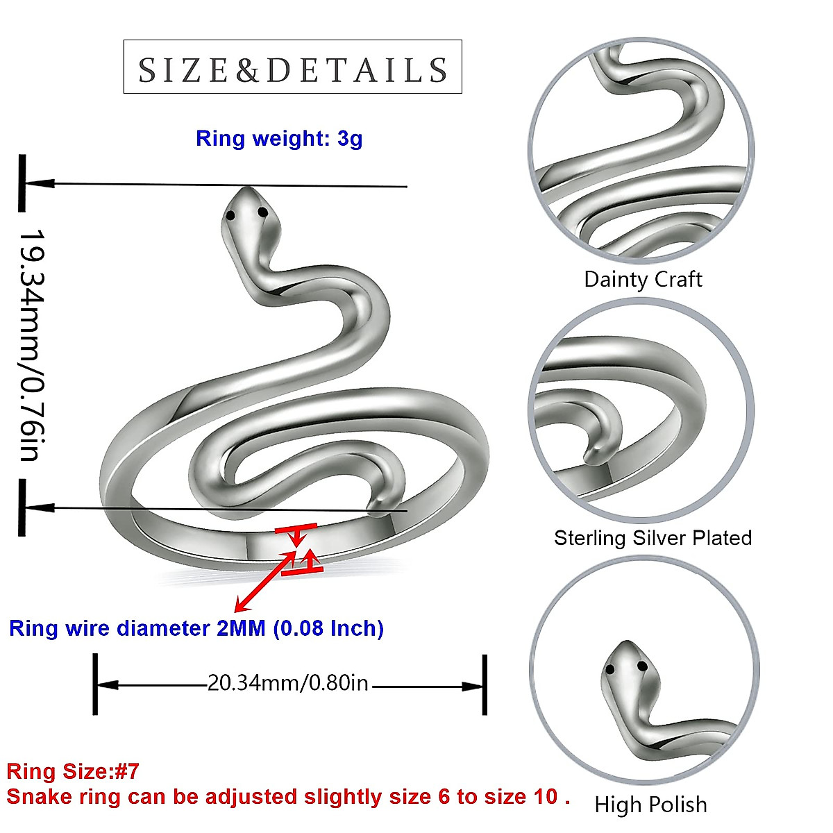 Adorable Snake Rings Jewelry Gifts for Women