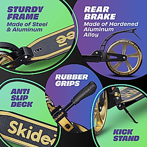 Scooter for Kids Ages 6-12 - Scooters for Teens 12 Years and Up - Adult Scooter with Anti-Shock Suspension - Scooter for Kids 8 Years and Up with 4 Adjustment Levels Handlebar Up to 41 Inches High