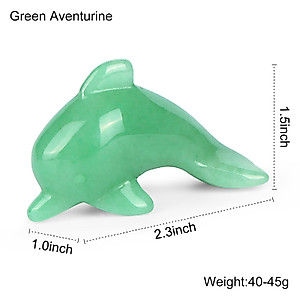 Hxswkk 2.5" Green Jade Crystal Dolphin Statue Crystal Dolphin Figurine Collectibles,Dolphin Gifts for Women, Sea Animal Sculpture, Home Office Desk Decoration Ornaments Green Aventurine