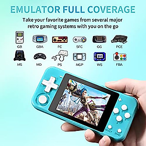 Q90 Portable Game Console, Open Source Linux System, Vibration Motor, 1100 Games, Compatible with Various Simulators (Blue, 16G)