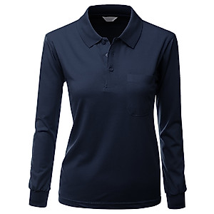 Women's Pique 180-201 TC Polo Dri Fit Collar t Shirt NAVY Size L