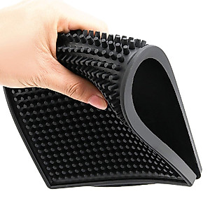 ZOENHOU 3 PCS 12 x 18 Inch Bar Service Mat, Black PVC Heavy Duty Barber Spill Mats, Non-Slip Heat Resistant Protective Pad Tools Countertop Spill Bar Mat for Bar, Kitchen, Restaurant, Hotel