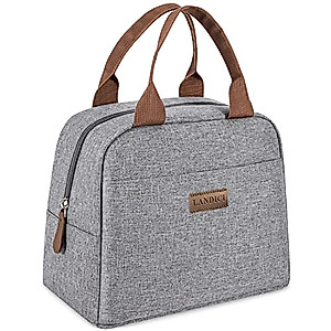 LANDICI Lunch Bag for Women Men Insulated Small Lunch Box for Adult Kids, Waterproof Reusable Soft Sided Cooler Lunch Tote Bag for Work Office School Travel Picnic Food, Grey