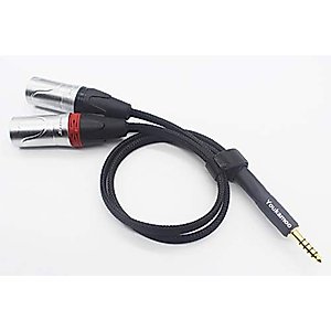 Youkamoo 4.4mm to Dual XLR Male Balanced Audio Headphone Adapter Silver Plated Cable 1 FT 0.3M