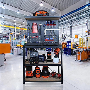 Prostormer Workbench, 31.5 inch Multipurpose Garage Work Bench Table with Peg Board Hook Kit for Home, Garage, and DIY Projects