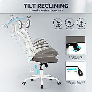 COLERLINE Home Office Chair Ergonomic Swivel Task Desk Chair Adjustable Headrest with Flip-Up Arms, Tilt Function, Lumbar Support & PU Wheels, Swivel Computer Task Chair for Men Women Adults 300lbs