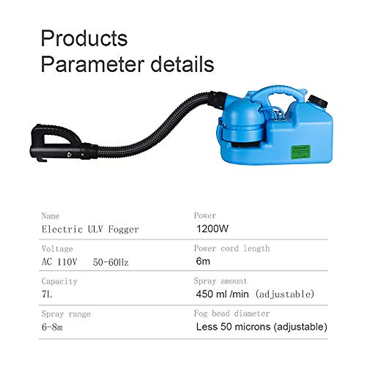 ULV Fogger Machine, Electric Atomizer Sprayer, Portable Foggers for Home Indoor - 1.85 Galon