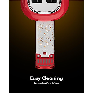 2 Slice Toaster with Extra Wide Slots & Removable Crumb Tray - 6 Browning Options, High Lift, Auto Shut Off & Frozen Function, Toast Fruit Bread, Bagel & Waffle, Red