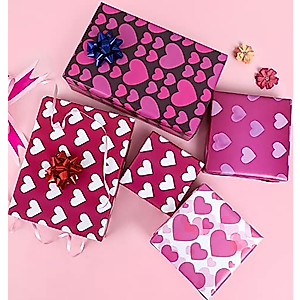 U'COVER Gift Wrapping Paper for Girls Women Men Love Heart Birthday Wrapping Paper for Valentines Day Mothers Day Anniversary Wrap Paper 10 Folded Sheet