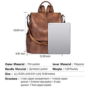 CLUCI Women Backpack Purse Fashion Leather Large Designer Travel Bag Ladies Shoulder Bags Women Wallet Large Leather Designer Zip Around Card Holder Organizer Ladies Travel Clutch Wristlet Brown