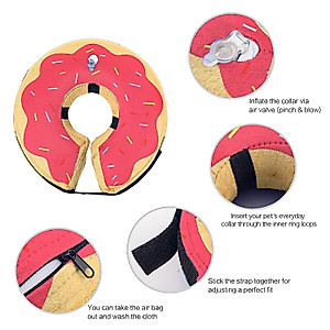Inflatable Dog Cone Collar – Soft, Comfortable & Adjustable for Small Medium Large Dogs & Cats, Anti-Lick Recovery Donut E-Collar for After Surgery (Pink Donut, XS)