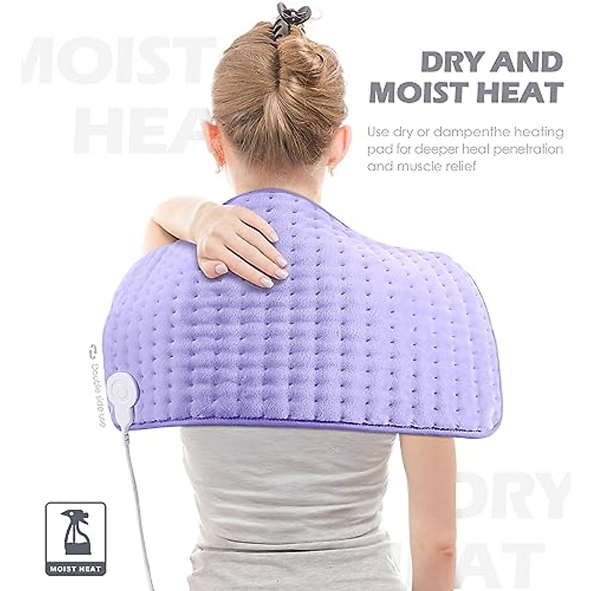 Heating Pad for Back Pain Cramps Relief - Electric Heating Pad for Neck/Shoulder/Muscle Pain - 6 Heat Settings, Auto Off, Moist Heat Options, Machine Washable, Christmas Gifts for Women,Mom,Sister -XL