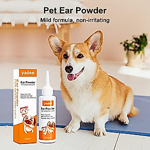yadee Dog Ear Powder, Ear Hair Removal for Dogs Cats, 30gm Ear Cleaner Fresh Powder with Tweezers & Large Cotton Swabs, Remove Ear Wax & Odor for Pets