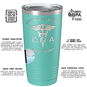 CNA Certified Nurse Assistant Gift on Seafoam 20 oz Stainless Steel Tumbler with Lid - Insulated Cup - Travel Mug