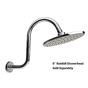 Purelux Goose Neck Shower Arm Water Outlet PJ1201 Made of Stainless Steel, Chrome Finish Showerhead Extension