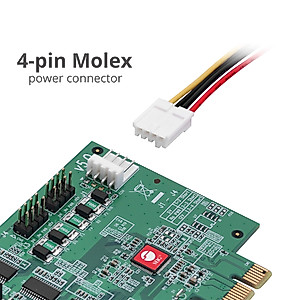 SIIG DP CyberSerial 4S PCIe, 16550 UART, Baud Rates up to 921Kbps, PCIe 2.0 x1 to 4X RS-232 Male 9-pin DB9, RS-232 5V or 12V Power, ASIX AX99100 Chipset, Dual-Profile,TAA Compliant JJ-E40011-S5