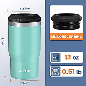 HAUSHOF 12 oz Can Cooler, 4 in 1 Insulated Stainless Steel Can Insulator, Fits for 12 oz Standard Can|12 oz Slim Can|12 oz Beer Bottle, Perfect for Camping, Beach, Picnic