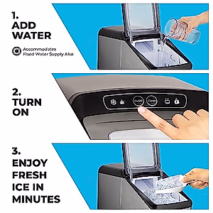 Mueller Nugget Ice Maker Machine, Quietest Heavy-Duty Countertop Ice Machine, 30 lbs of Ice per Day, Compact Portable Ice Cube Maker, 3 QT Water Reservoir, Self-Cleaning with Basket