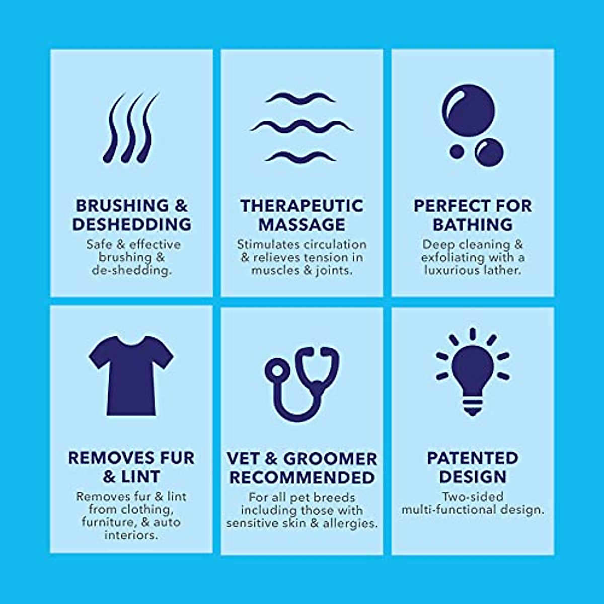 Furbliss Dog Brush for Grooming, Brushing and Bathing Dog & Cats, Great for the Bath Deshedding and Massaging Your Pet, 1 Soft Pet Brush - by Vetnique Labs (Short Hair Pet)